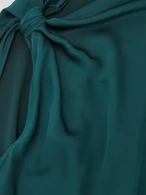 REISS Kenzie Satin Asymmetric Draped Midi Dress - Teal Green