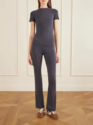 SKIMS Stretch-cotton Jersey Foldover Pants