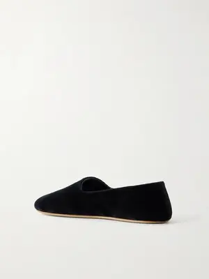 THE ROW Ponti Velvet Slippers - Black