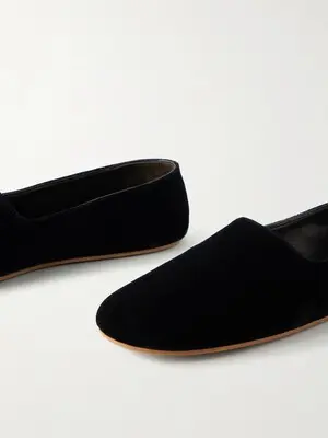 THE ROW Ponti Velvet Slippers - Black