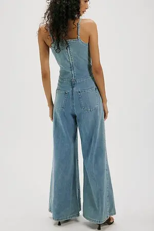 ONETEASPOON Brigitte Wide Leg Denim Jumpsuit