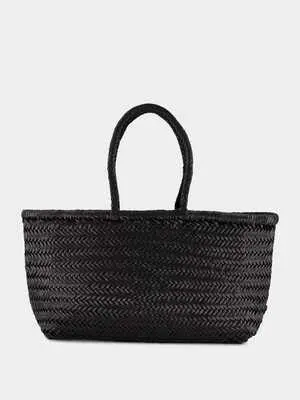 Dragon Diffusion Triple Jump Big Woven Leather Tote - Black