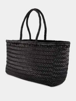 Dragon Diffusion Triple Jump Big Woven Leather Tote - Black