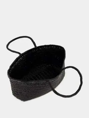 Dragon Diffusion Triple Jump Big Woven Leather Tote - Black