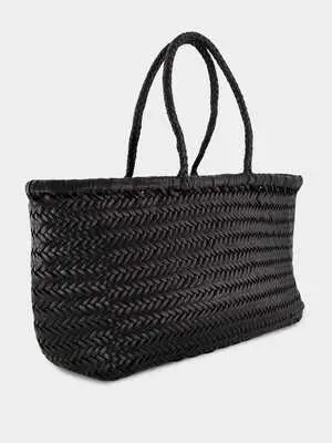 Dragon Diffusion Triple Jump Big Woven Leather Tote - Black