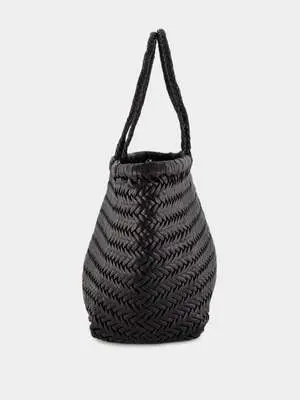 Dragon Diffusion Triple Jump Big Woven Leather Tote - Black