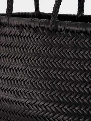 Dragon Diffusion Triple Jump Big Woven Leather Tote - Black