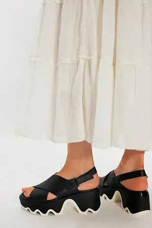 Sorel Kinetic Aura Slingback Sandals - Black/sea Salt
