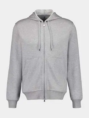 Brunello Cucinelli Zip-up Drawstring Hooded Sweatshirt - Grey