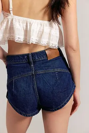 Free People We The Free Maybel High-rise Micro Denim Shorts - Low Tide