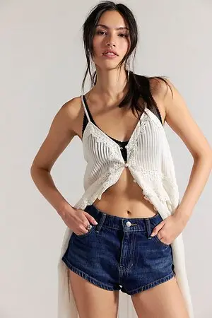 Free People We The Free Maybel High-rise Micro Denim Shorts - Low Tide