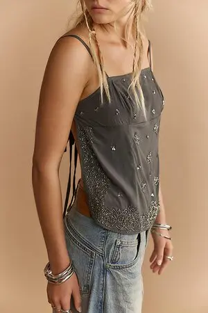 Free People Embellished Open-back Top