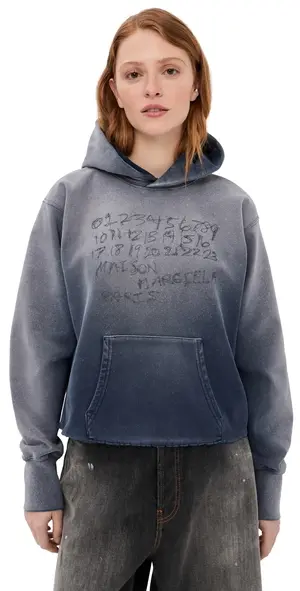 MAISON MARGIELA Embroidered Logo Hoodie - Cobalt