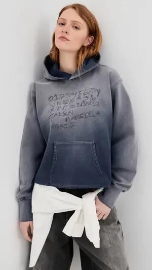 MAISON MARGIELA Embroidered Logo Hoodie - Cobalt
