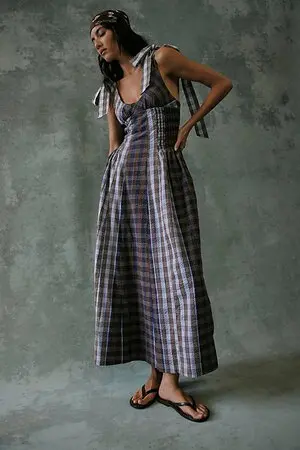 Free People Sunray Midi Dress - Navy Combo