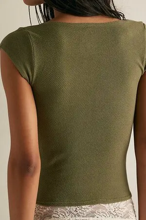 Free People Round Two Pique Tee - Capulet Olive