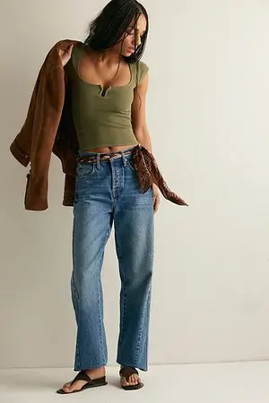 Free People Round Two Pique Tee - Capulet Olive