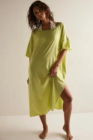 Free People Night Mode Maxi Tee - Creme Vert
