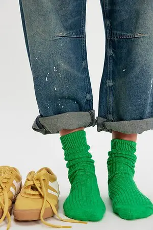 LE BON SHOPPE Le Bon Shoppe Chunky Ribbed Cotton-Blend Crew Socks Spring Green