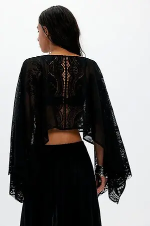 Free People Elsa Lace Poncho - Black