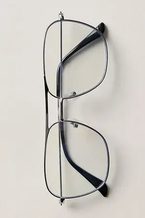 GABRIEL + SIMONE Ryder Aviator Blue Light Glasses - Silver/blue