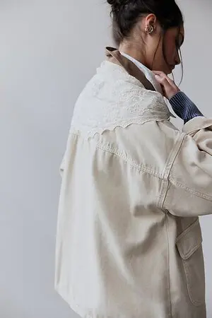 Free People Forever Lace Triangle Scarf Ivory