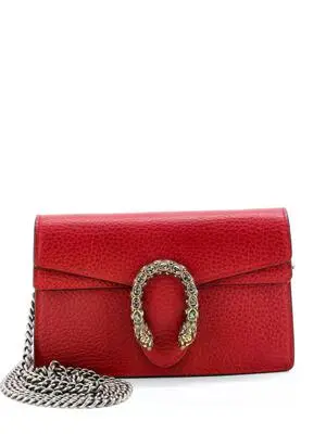 Gucci Dionysus Leather Super Mini Clutch Bag - Red