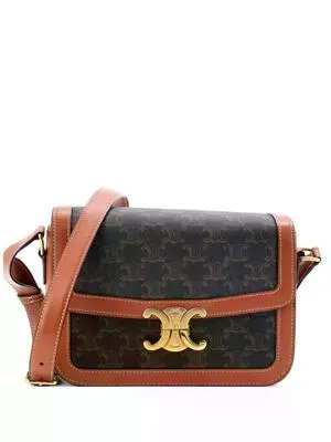 Celine Triomphe Coated Canvas Medium Shoulder Bag - Brown