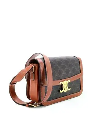Celine Triomphe Coated Canvas Medium Shoulder Bag - Brown