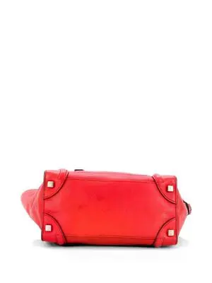 Celine Luggage Bag Grainy Leather Micro Tote Bag - Red