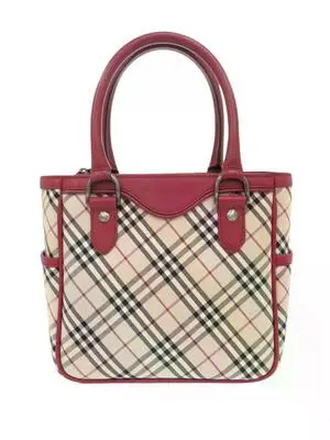 Burberry Nova Check Canvas Handbag - Red