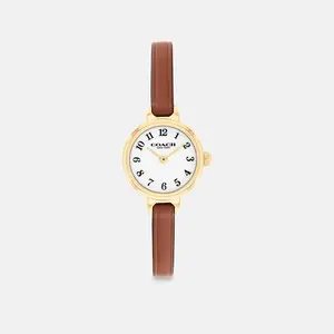 COACH Iris Watch With Leather Strap - Saddle