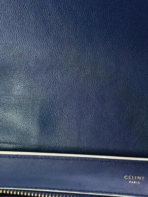 Celine Trapeze Leather Medium Satchel - Blue