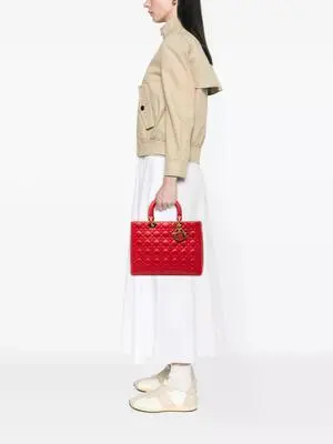 Dior 1999 Large Lambskin Cannage Lady Satchel - Red