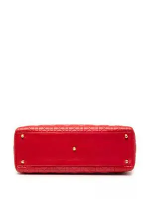 Dior 1999 Large Lambskin Cannage Lady Satchel - Red