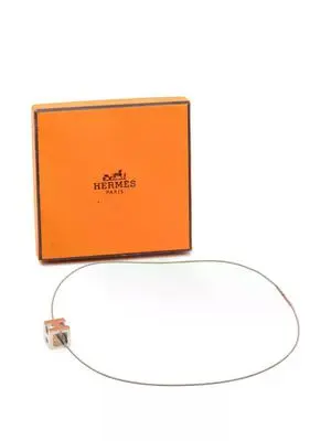 Hermès Palladium Plated Enamel Dh Cube Necklace - Silver
