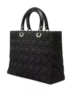 Dior 1999 Large Denim Cannage Lady Satchel