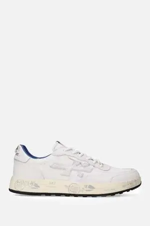 Premiata Leather And Canvas Lace-up Sneakers - Bianco