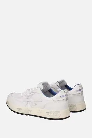 Premiata Leather And Canvas Lace-up Sneakers - Bianco
