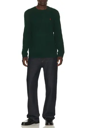 Polo Ralph Lauren Long Sleeve Wool Cashmere Cable Knit Crewneck Sweater - Moss Agate