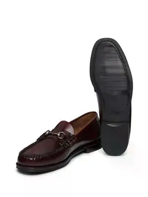 G.H.BASS Penny Slides Horsebit Leather Loafers - Red