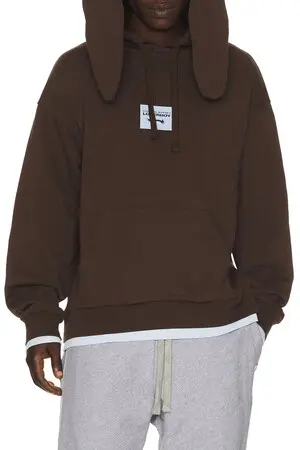 CHARLES JEFFREY Rabbit Ears Hoodie - Brown & Light Blue