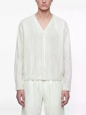 HED MAYNER Pinstriped V-neck Shirt - Neutrals