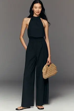 LET ME BE Halter Neck Cotton Jumpsuit