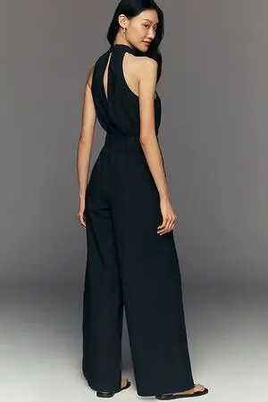 LET ME BE Halter Neck Cotton Jumpsuit