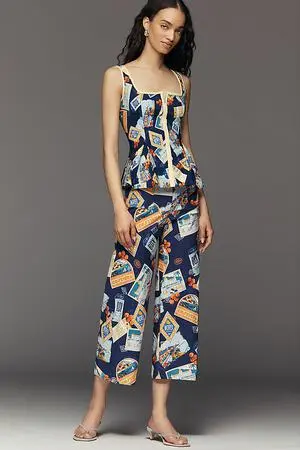 Maeve Sleeveless Square-neck Peplum Tank Top