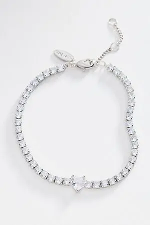 Anthropologie Multi Crystal Stone Bracelet - Silver
