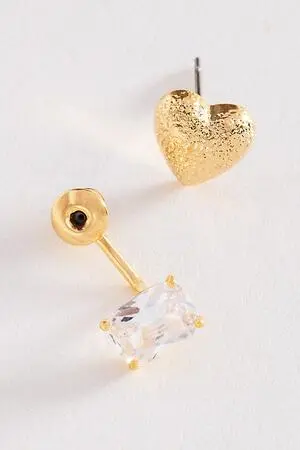 Anthropologie Heart Gem Drop Earrings - Clear