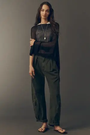 Anthropologie Sheer Knit Poncho - Black