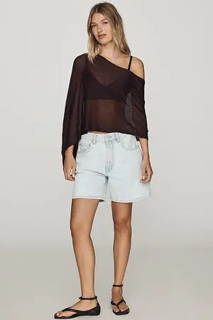Anthropologie Sheer Knit Poncho - Chocolate